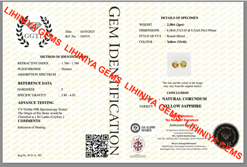 Ceylon Vivid Yellow Sapphire Round Pair – Lihiniya Gems
